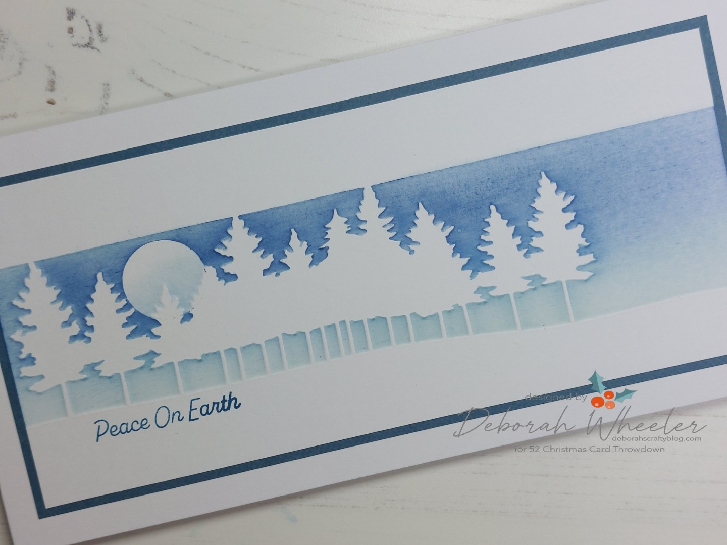 Slimline card at 52 Christmas Card Throwdown 26-12 – Deborah's Crafty Blog